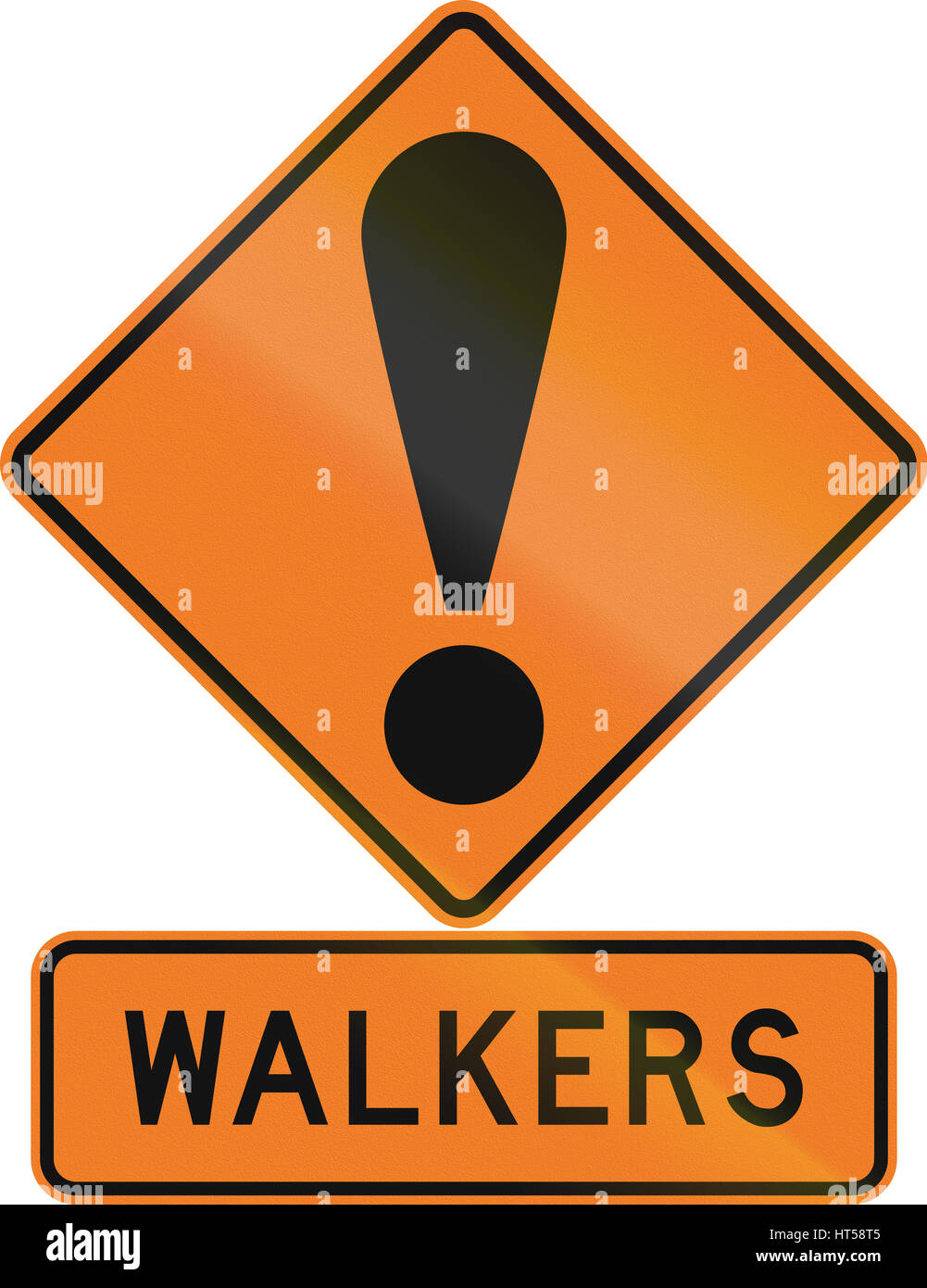 Road sign assembly in New Zealand - Pedestrian Stock Photo - Alamy