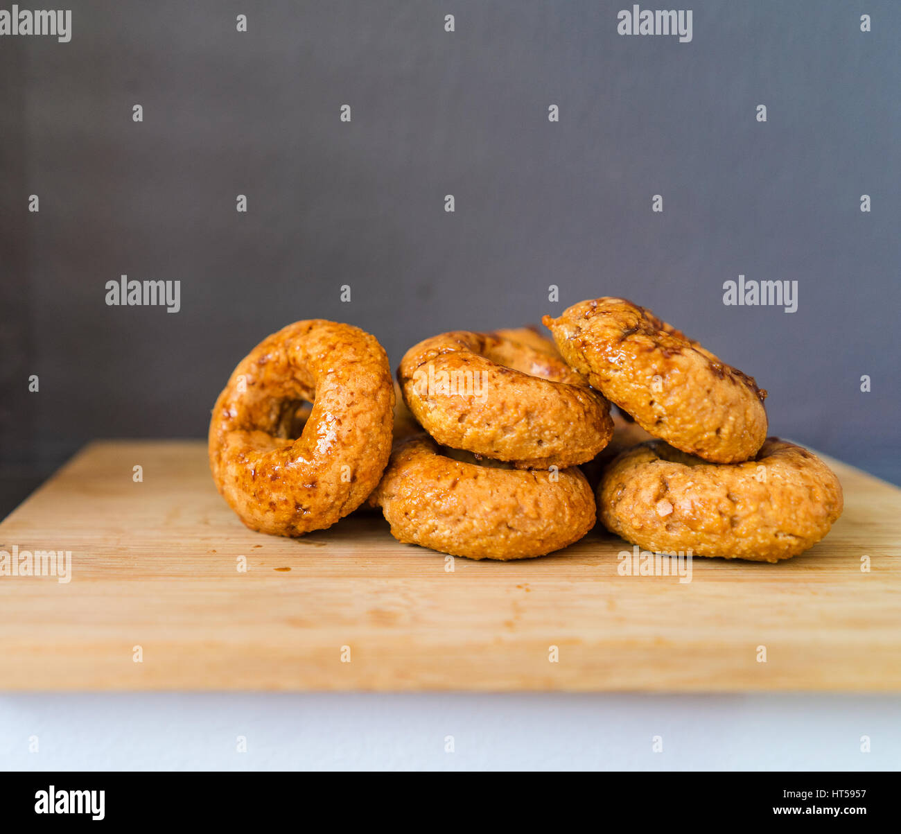 Side view of cinnamon donuts Stock Photo - Alamy