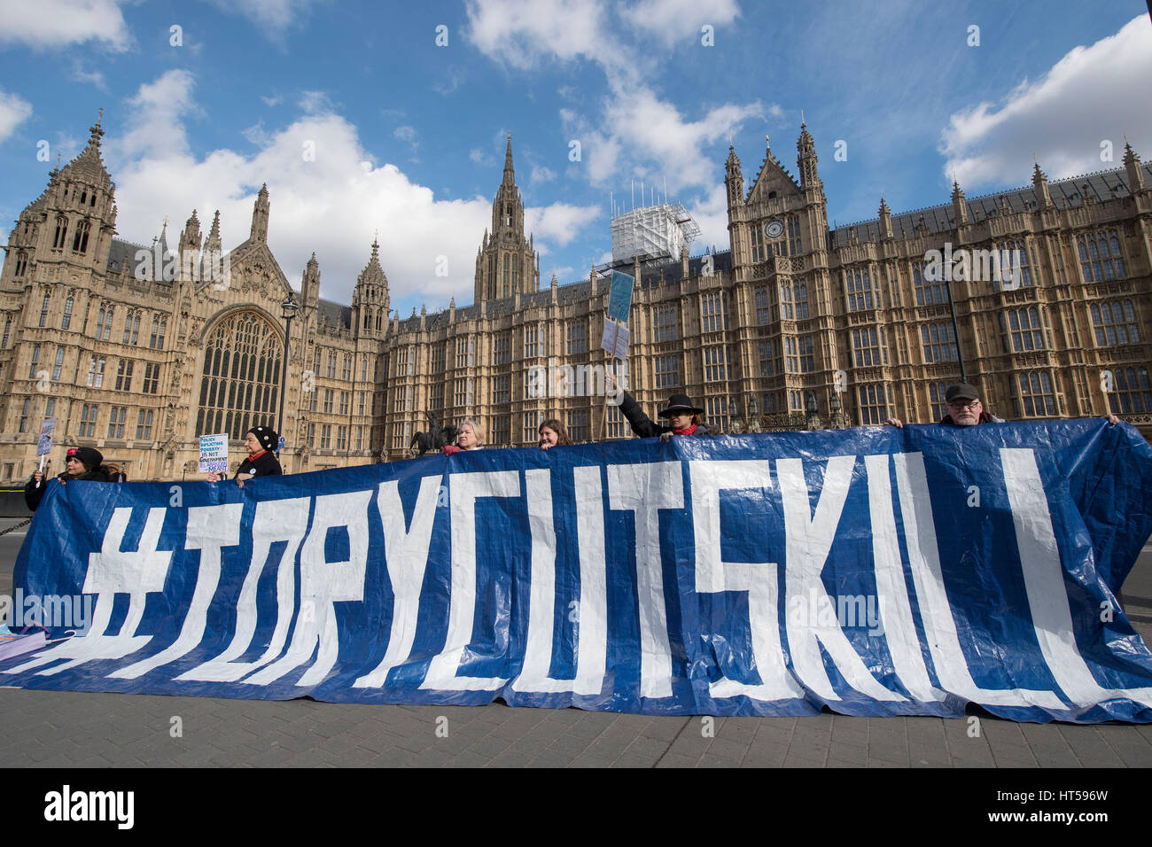 Disabled People Against Cuts Protest Outside Parliament Against