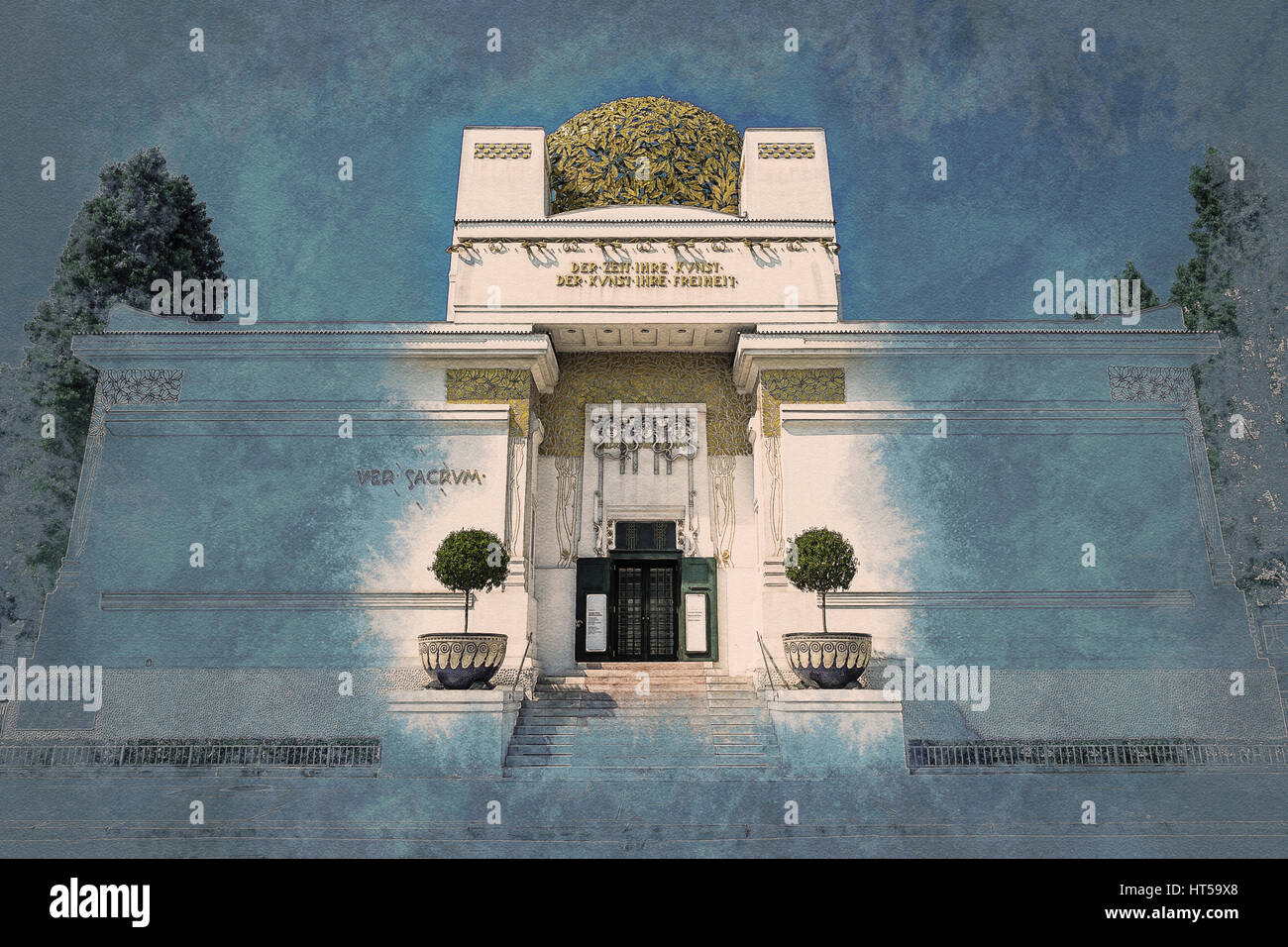 The Secession Building, Vienna, Austria. Modern Painting. Brushed ...