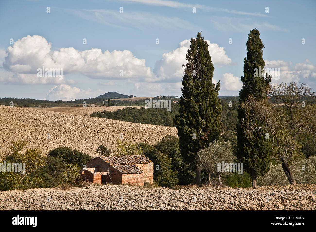 Tuscan landscape in late Summer Stock Photo - Alamy