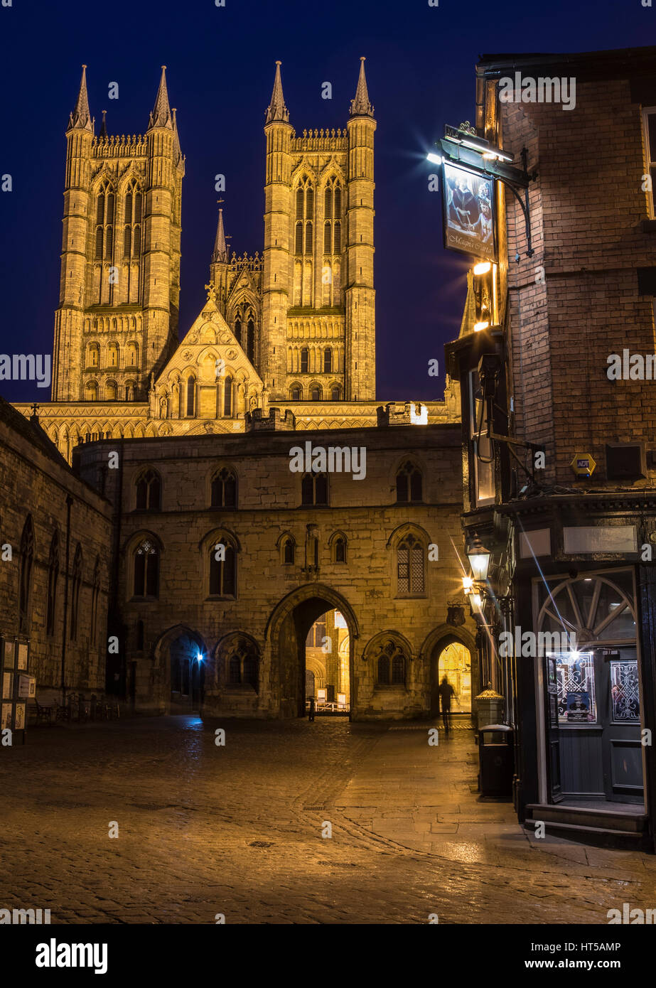 A view of the magnificent Lincoln Cathedral with Exchequer Gate and the ...