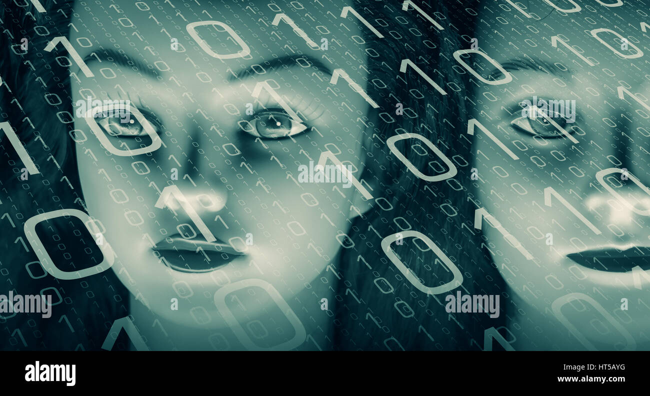 Computer screen binary code, cyber attack Stock Photo - Alamy