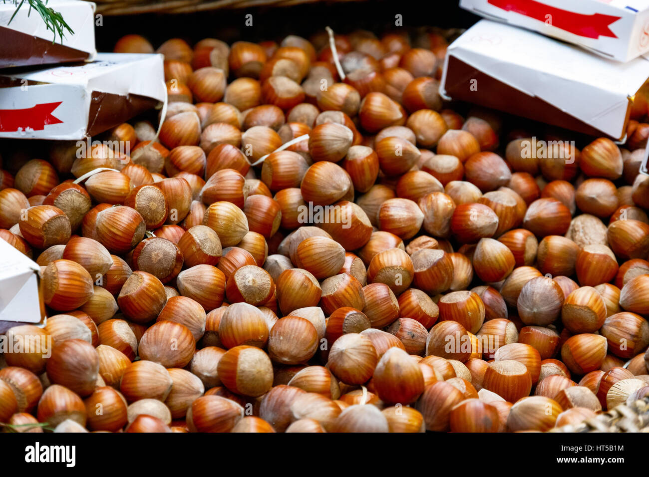 Hazelnut on display at Borough Market in London Stock Photo - Alamy