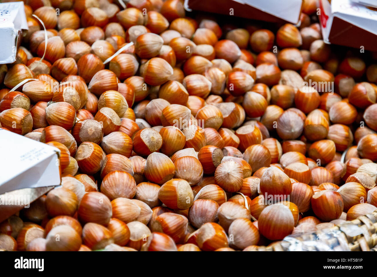 Hazelnut on display at Borough Market in London Stock Photo - Alamy