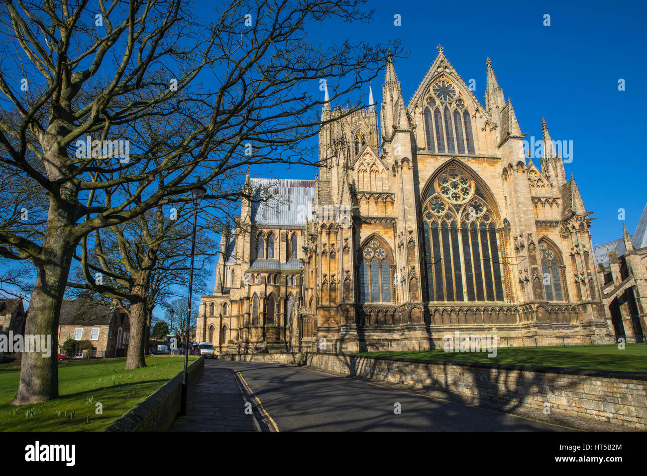 A view of the eastern facade of Lincoln Cathedral in the historic city ...