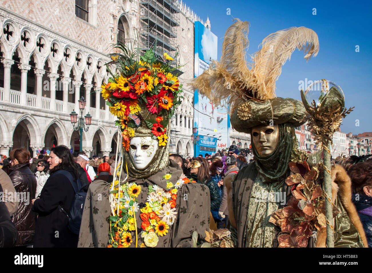 ITALY, VENICE - FEBRUARY 14: Colorful carnival masks at the most famous ...
