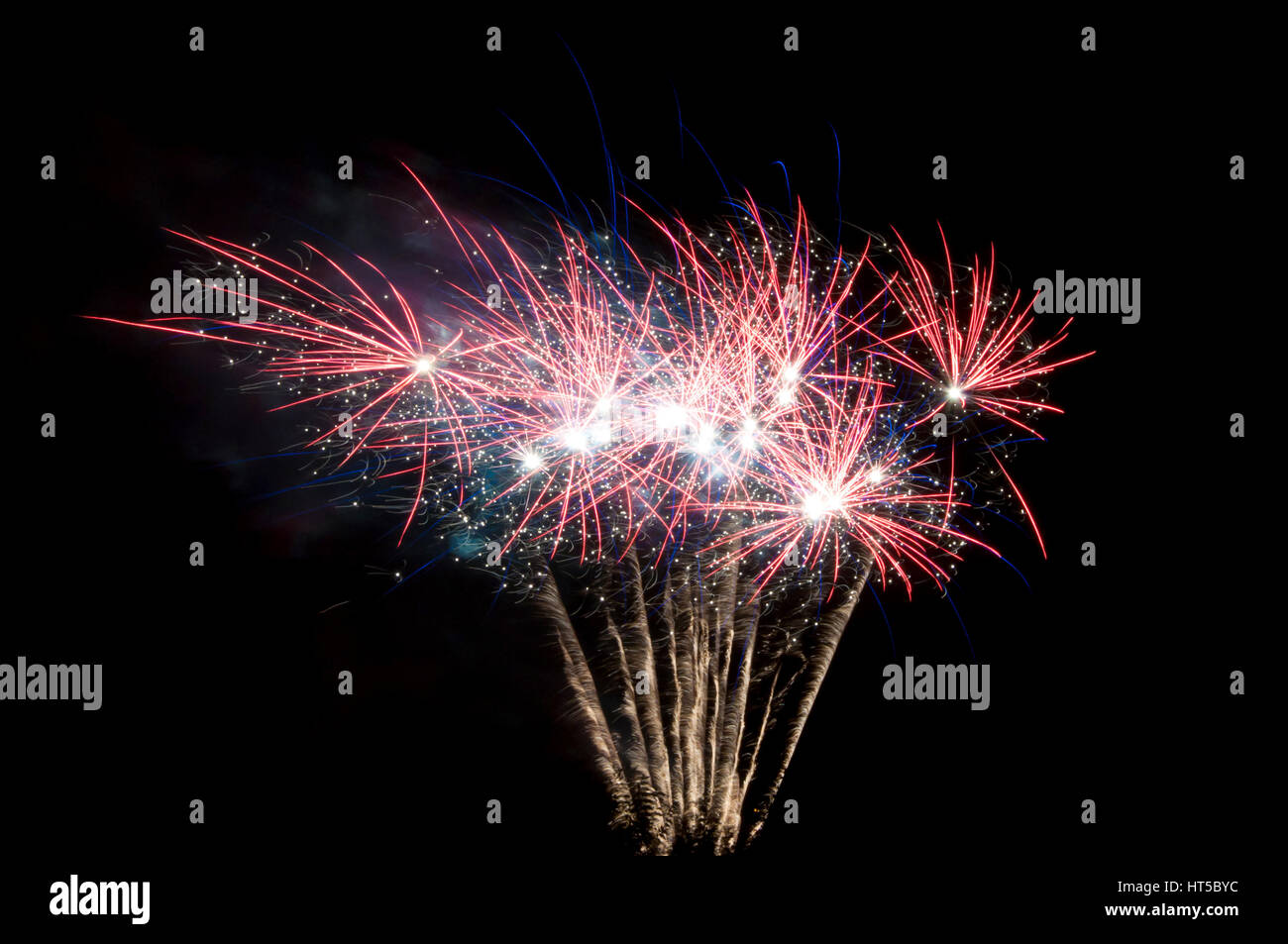 small palm shaped fireworks on black background Stock Photo - Alamy