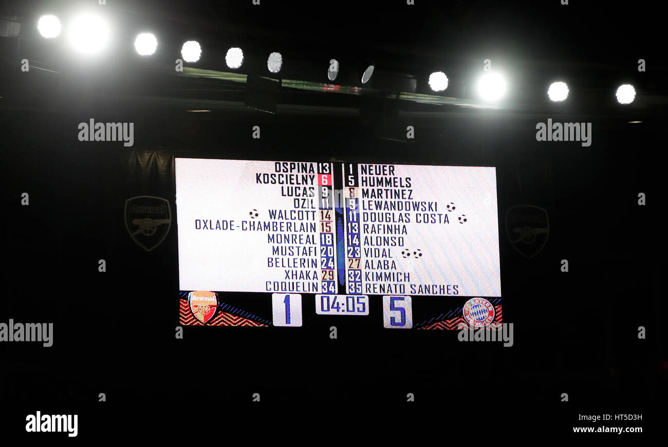 The emirates stadium scoreboard hi-res stock photography and images - Alamy