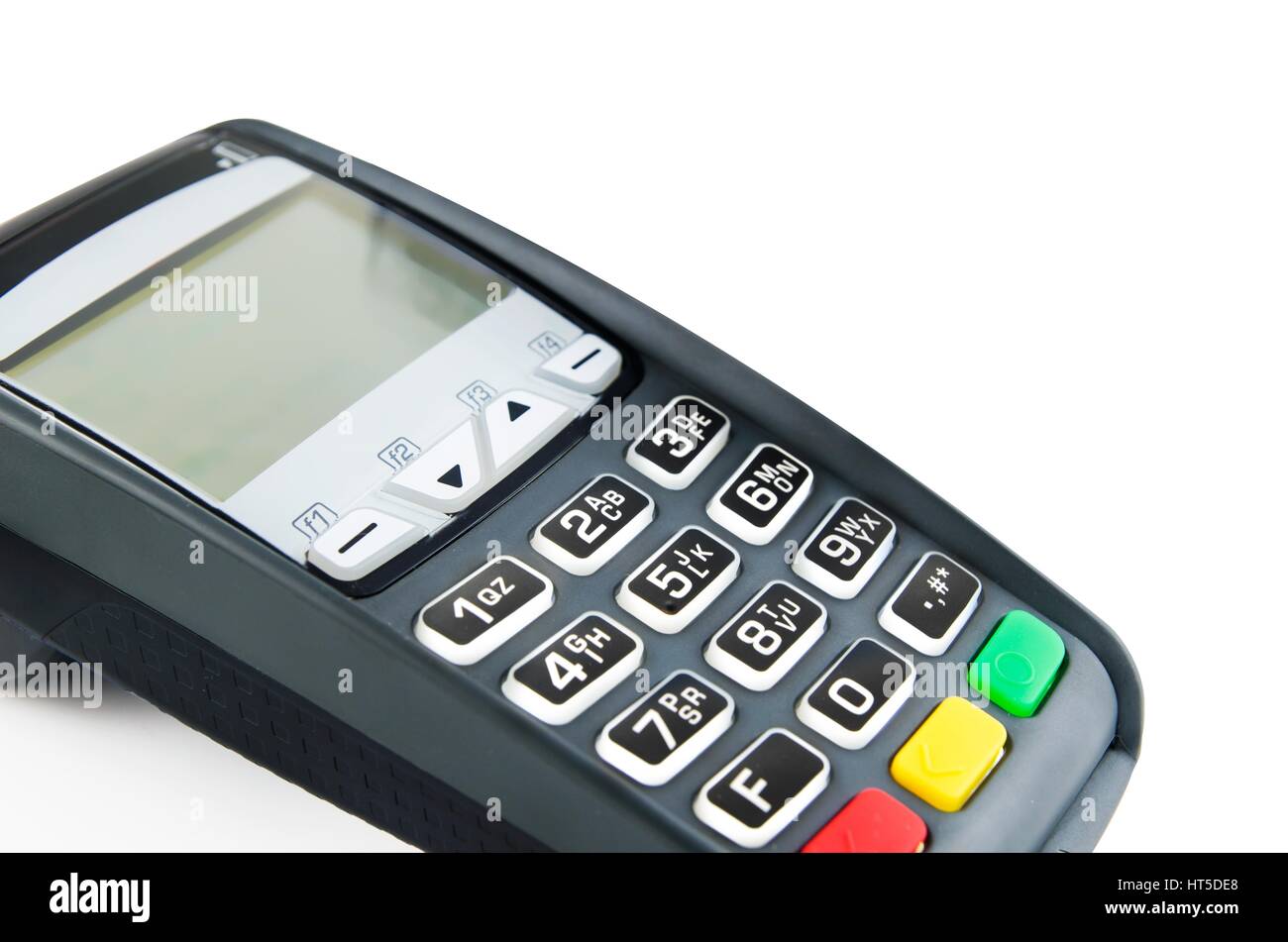 Payment terminal with lighting keypad isolated on white Stock Photo - Alamy