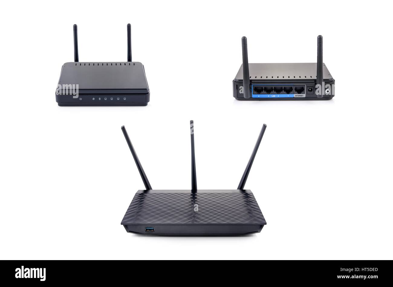 Wireless router set isolated on white background Stock Photo - Alamy