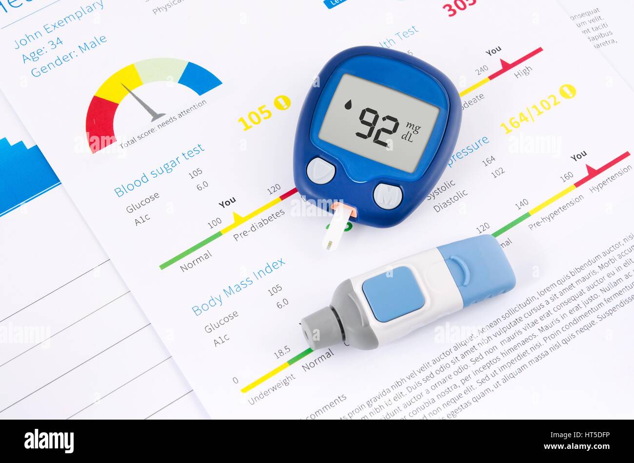 Health examination. Glucometer and test for diabetes Stock Photo - Alamy