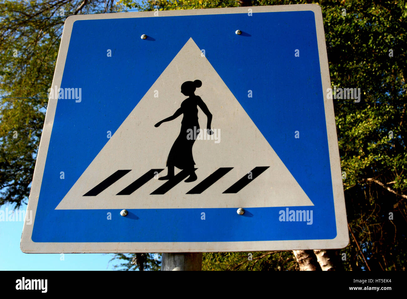 Pedestrian Crossing Road Sign, showing image of a woman crossing, Luang ...