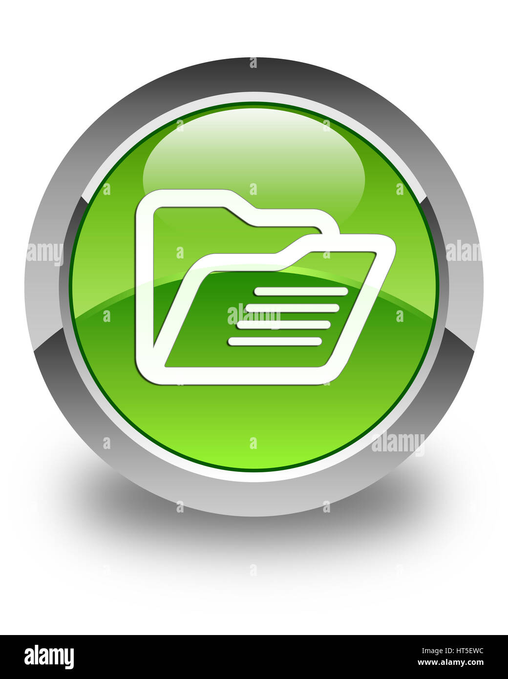Folder icon isolated on glossy green round button abstract illustration ...