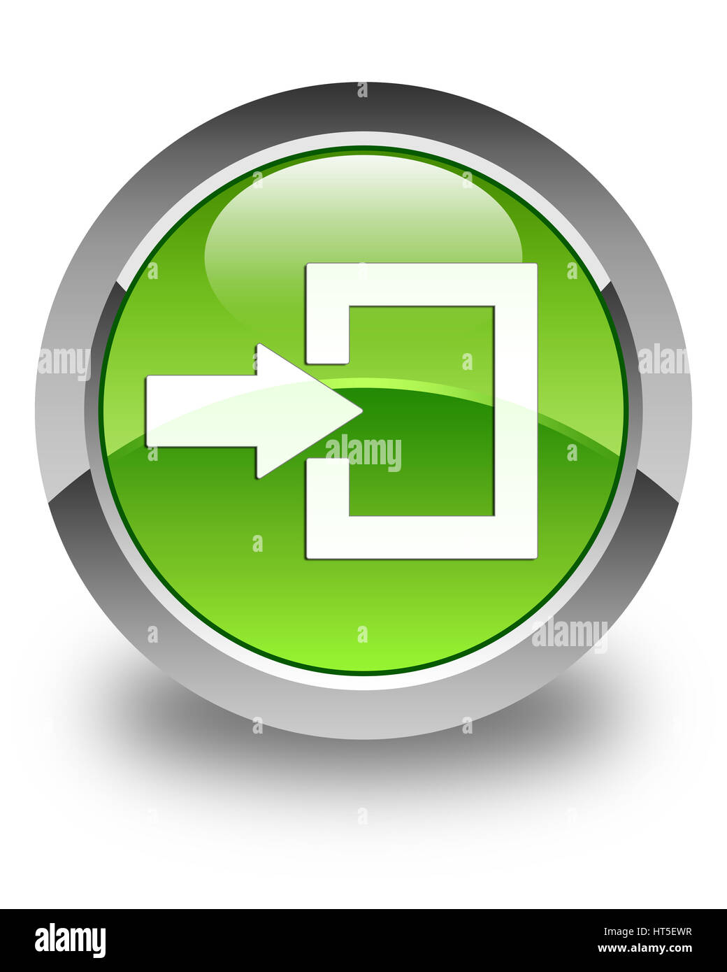 Login icon isolated on glossy green round button abstract illustration ...
