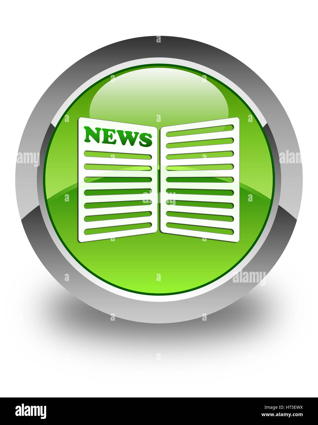 Newspaper icon isolated on glossy green round button abstract ...