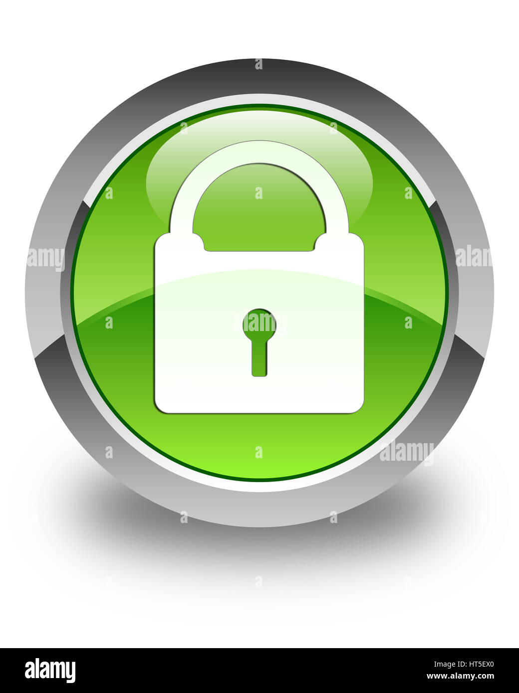 Padlock icon isolated on glossy green round button abstract ...