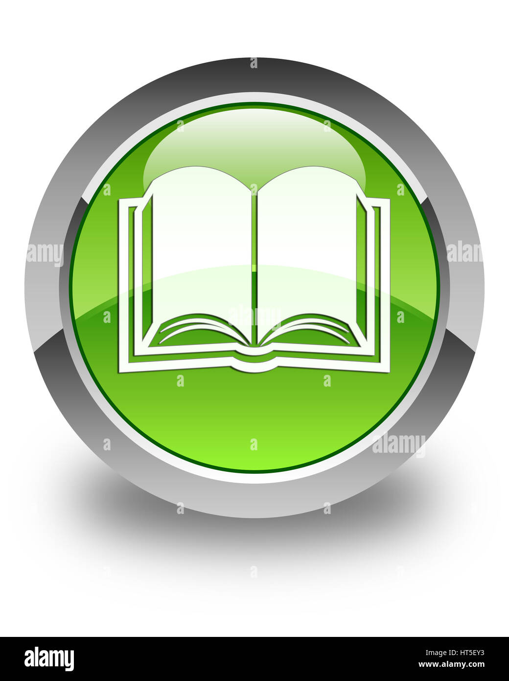 Book icon isolated on glossy green round button abstract illustration ...