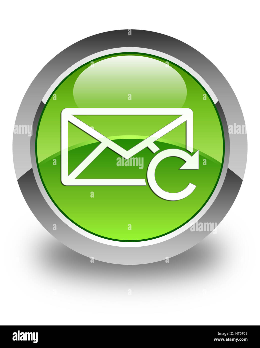 Refresh email icon isolated on glossy green round button abstract ...