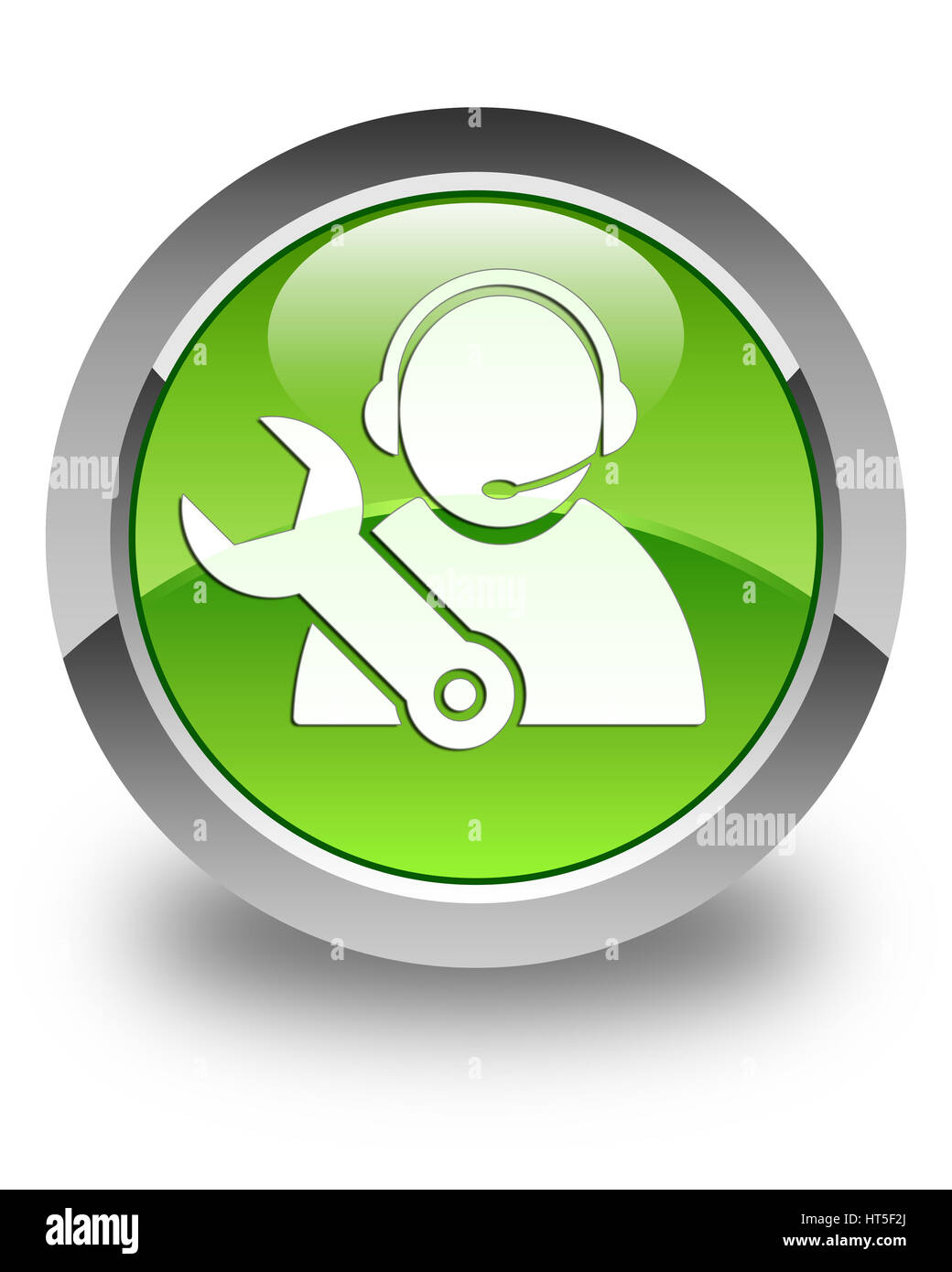Tech support icon isolated on glossy green round button abstract ...