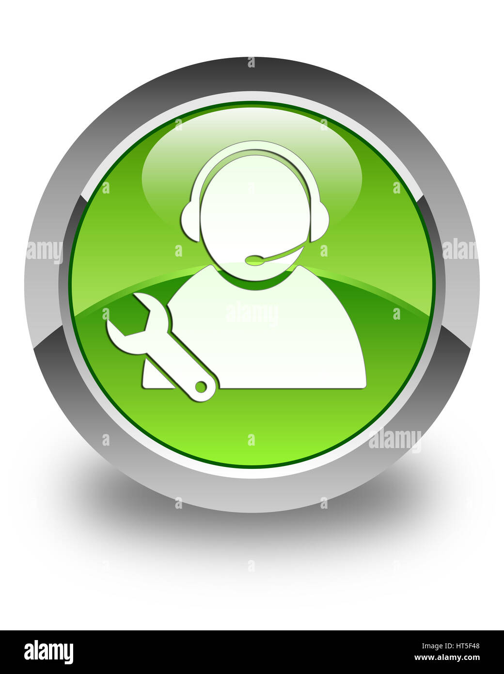 Tech support icon isolated on glossy green round button abstract ...