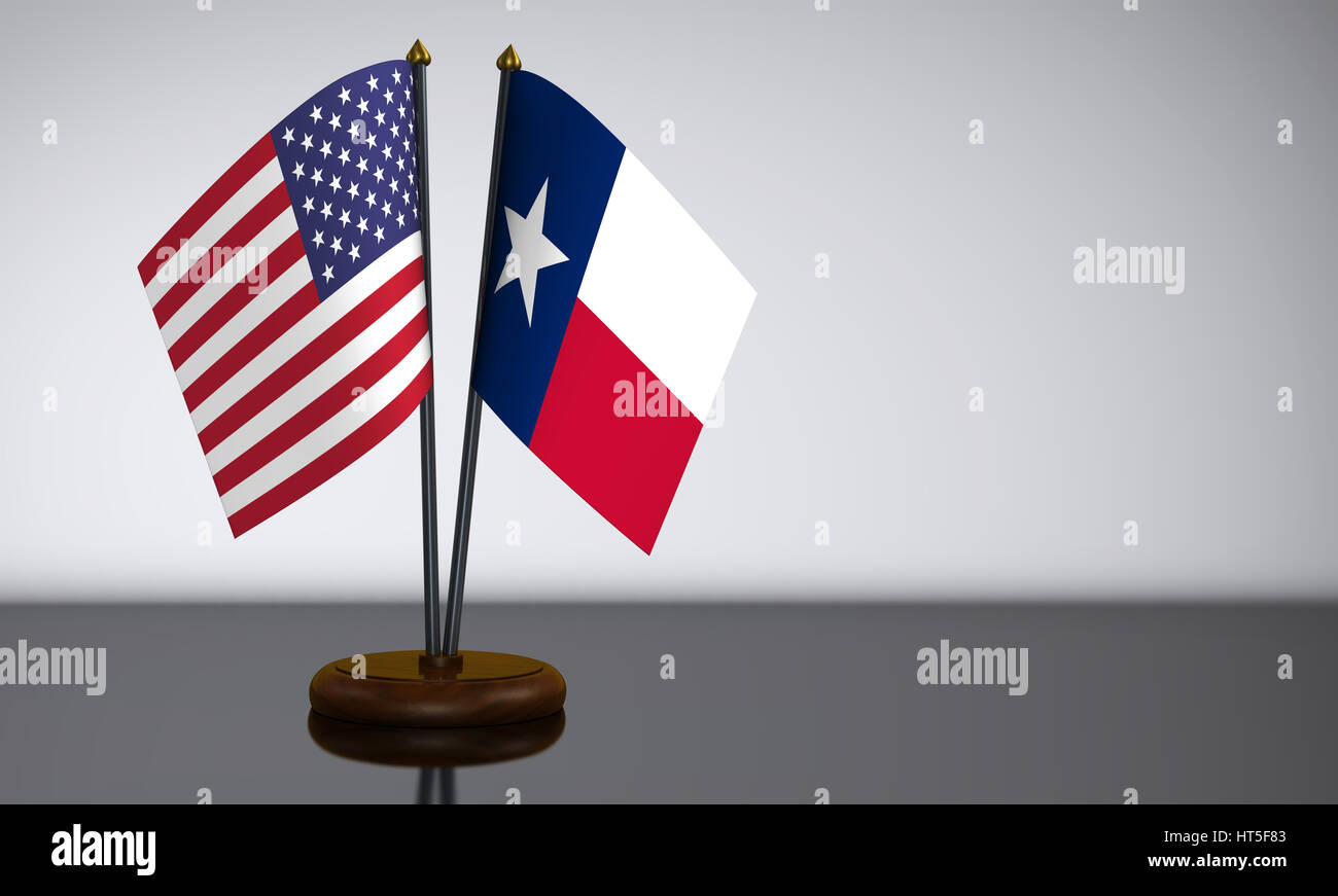 Texas State flag and USA desk flags 3D illustration Stock Photo - Alamy