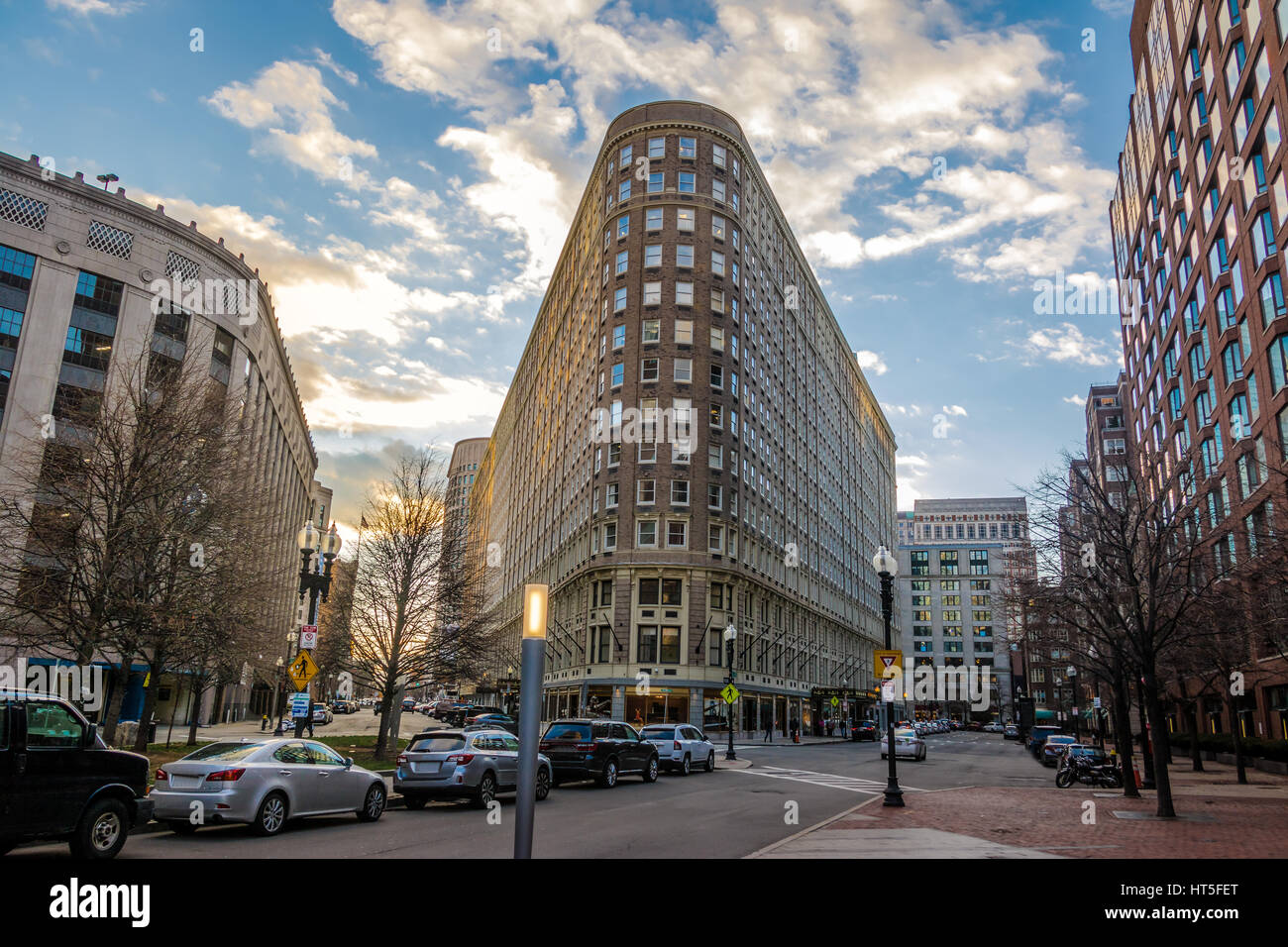 Boston Street Buildings at sunset - Boston, Massachusetts, USA Stock ...