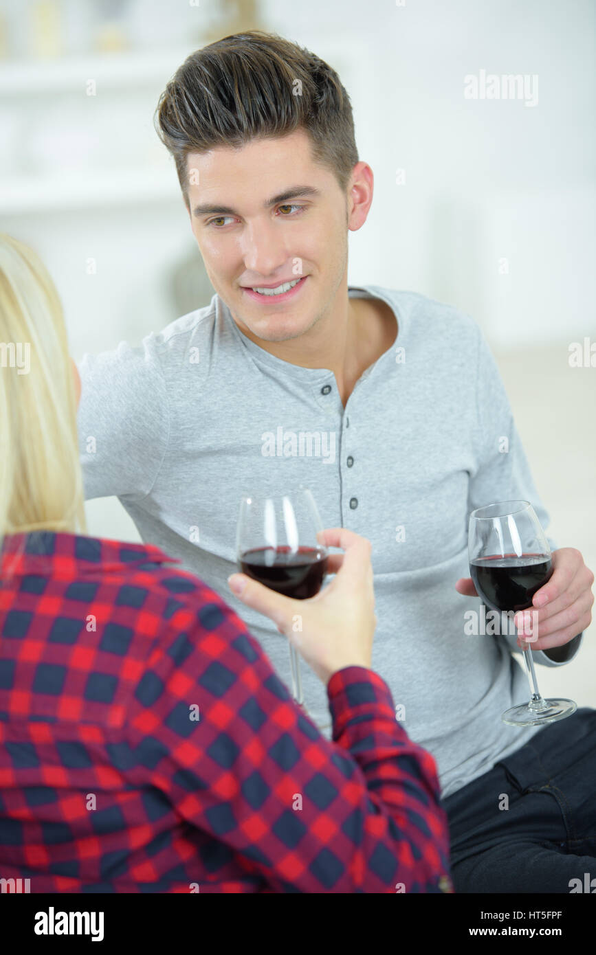 couple drinking wine Stock Photo - Alamy