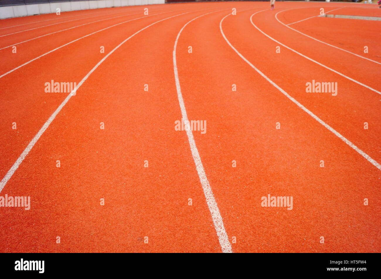 Red plastic track and field track in Baoan Sports Center, Shenzhen ...