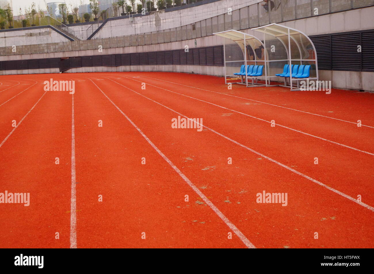 Red plastic track and field track in Baoan Sports Center, Shenzhen ...