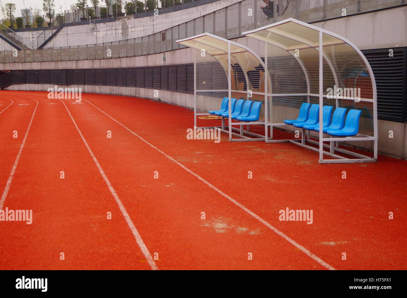 Red plastic track and field track in Baoan Sports Center, Shenzhen ...