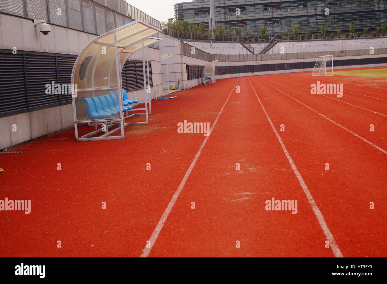 Red plastic track and field track in Baoan Sports Center, Shenzhen ...