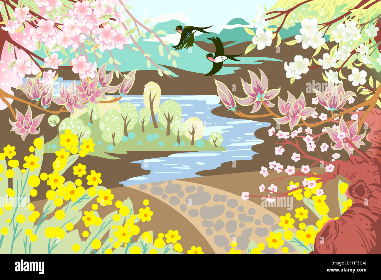 Illustration of spring Stock Photo - Alamy