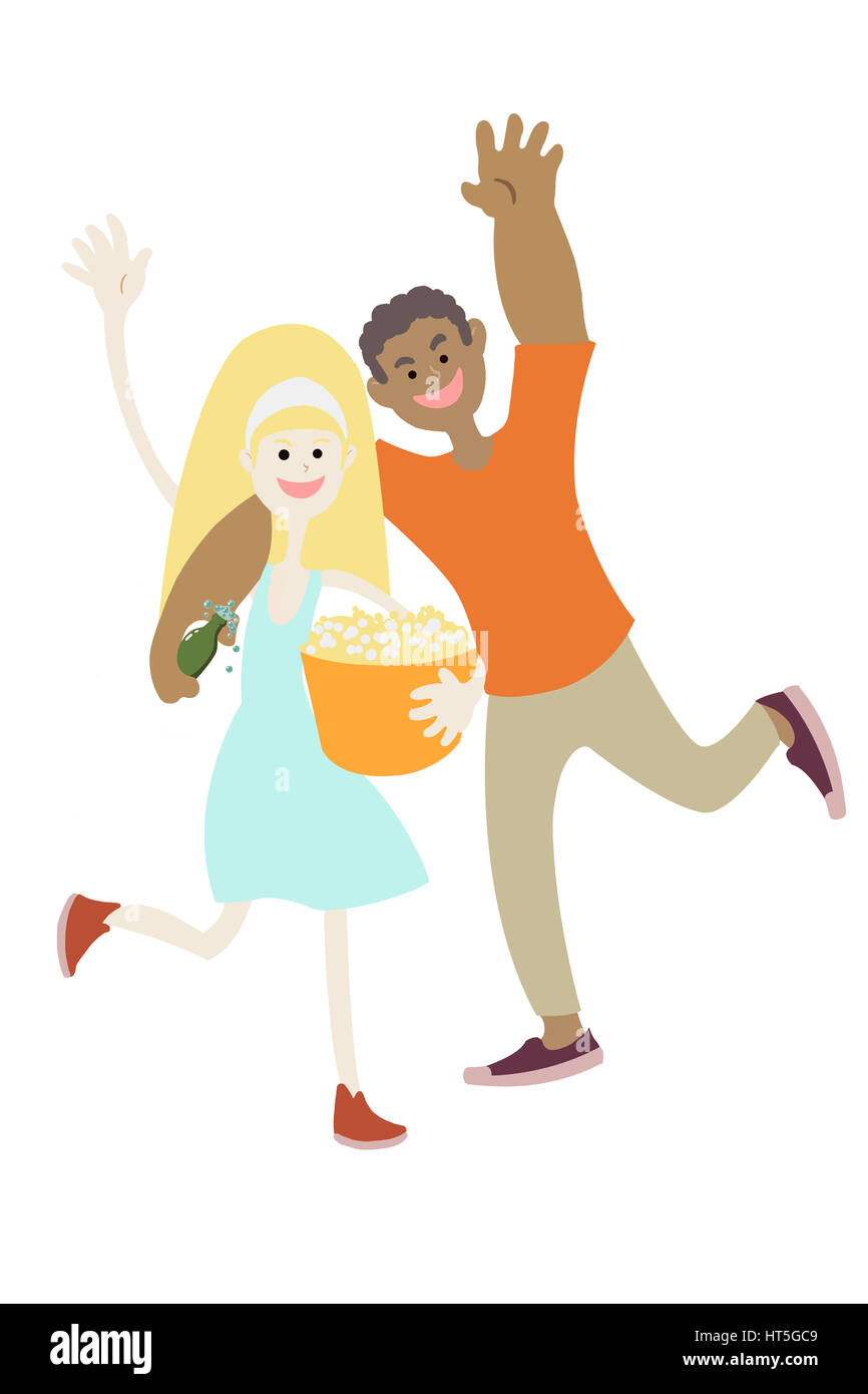 Young couple illustration casual Cut Out Stock Images & Pictures - Alamy