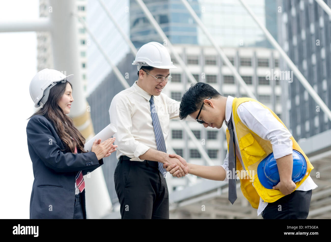 Business handshake. Architects handshake and congratulations concept ...