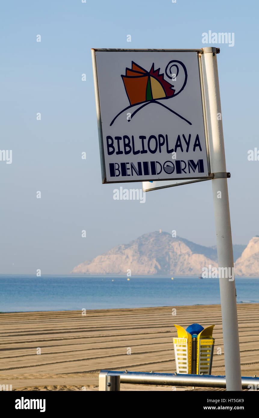 Beach sign benidorm High Resolution Stock Photography and Images - Alamy