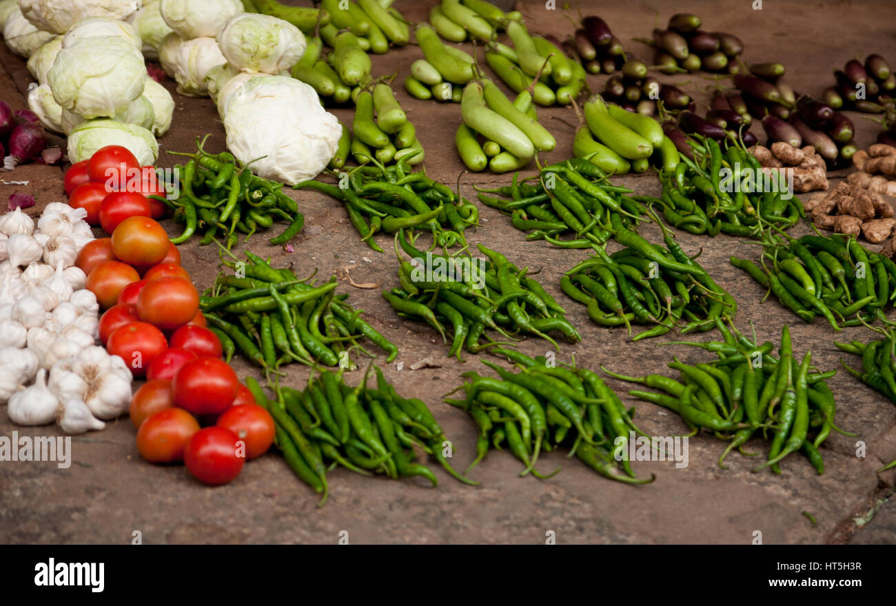 Green vegetables on indian bazaar Stock Photo - Alamy