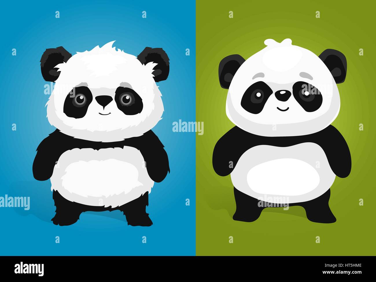 vector cartoon style cute panda set Stock Vector Image & Art - Alamy
