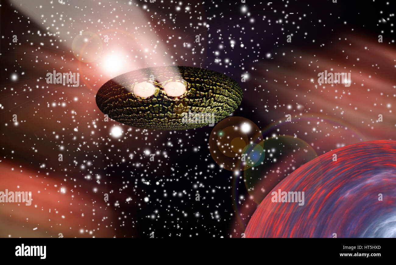 Digitally generated space scene and spacecraft science fiction artwork ...