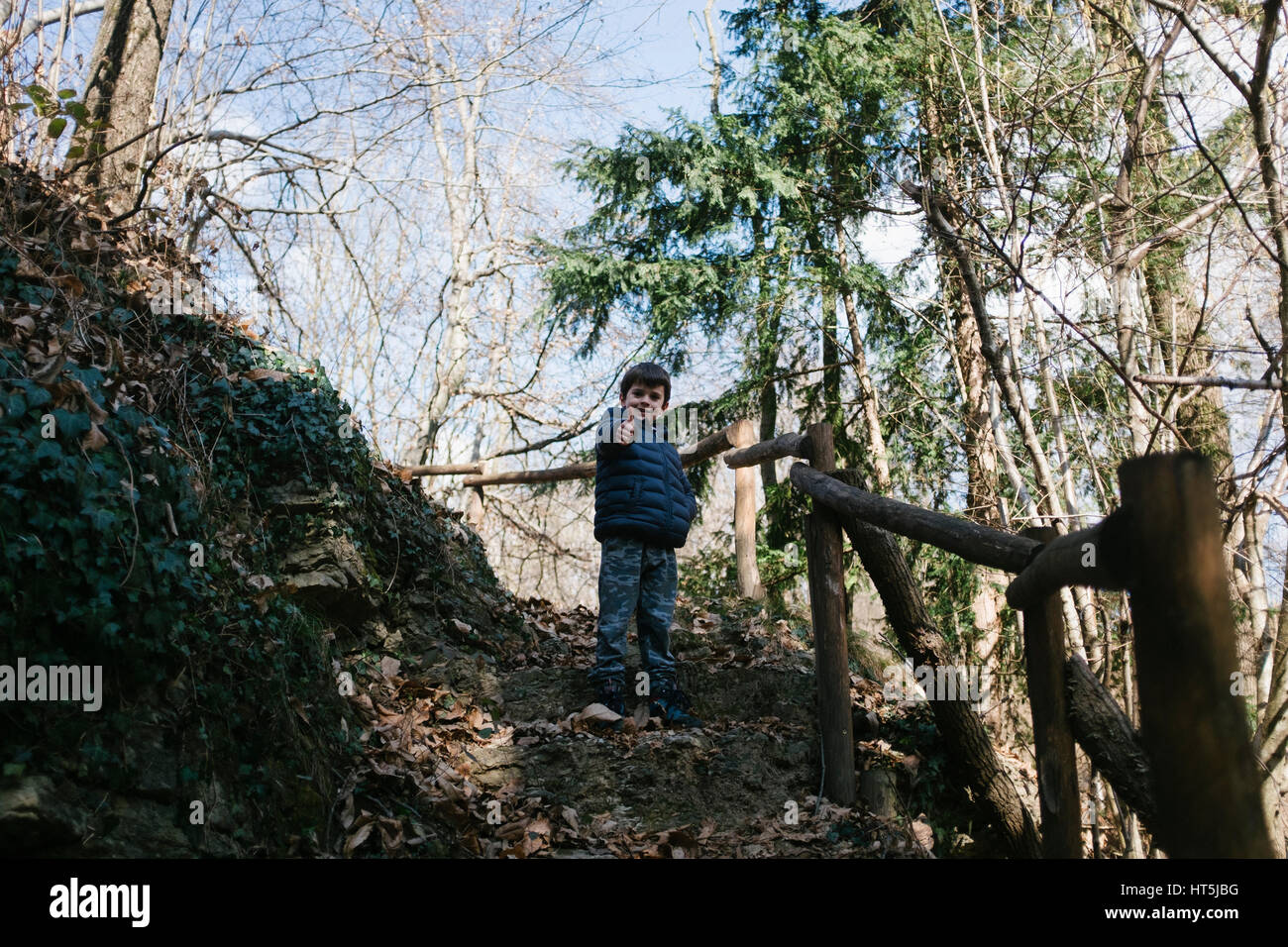 child walks on a path in the woods Stock Photo - Alamy