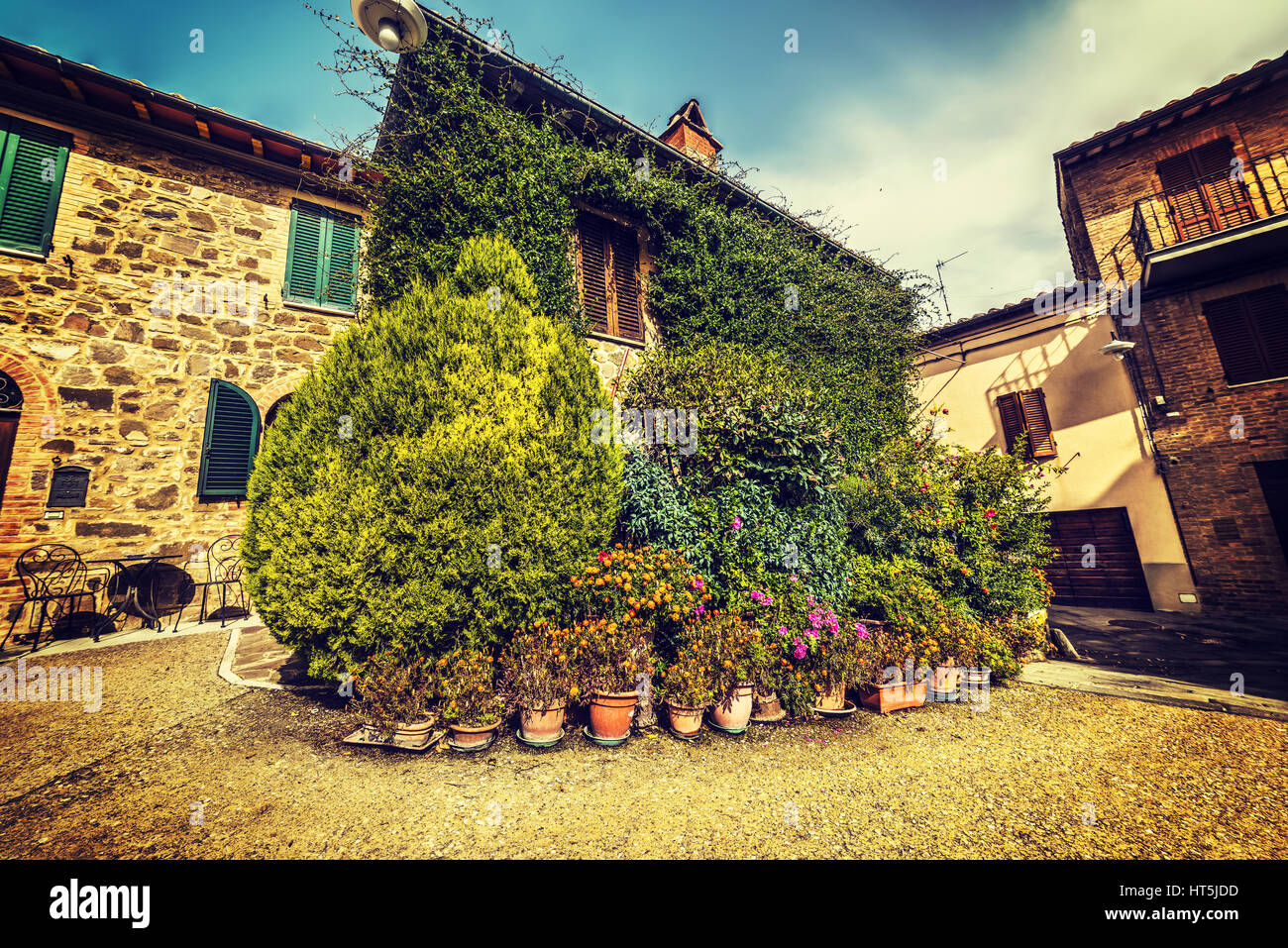 small square in Montalcino, Italy Stock Photo - Alamy