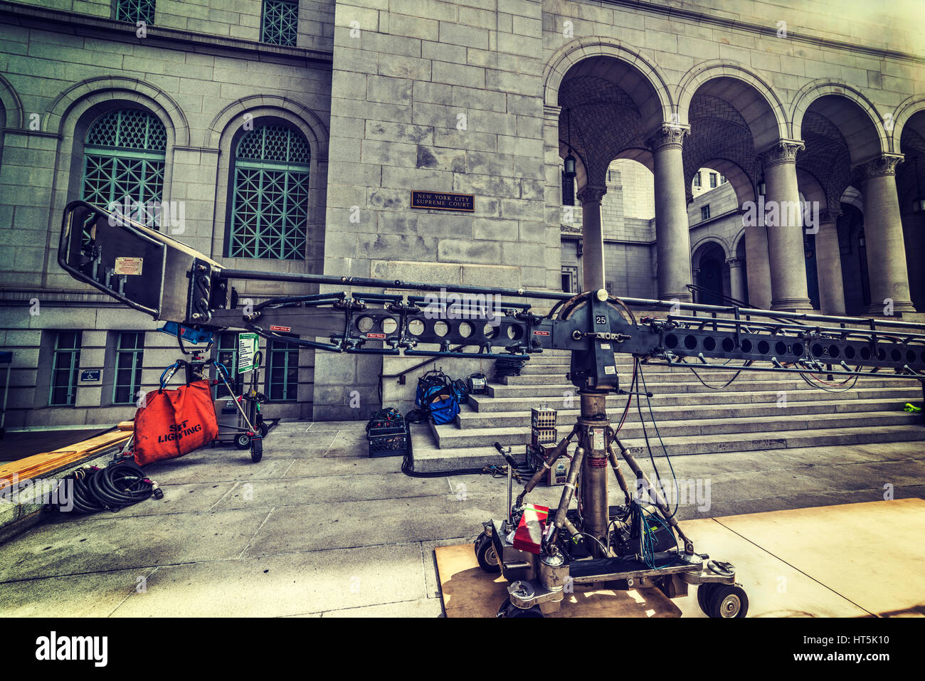 Television set lighting in downtown Los Angeles, California Stock Photo ...