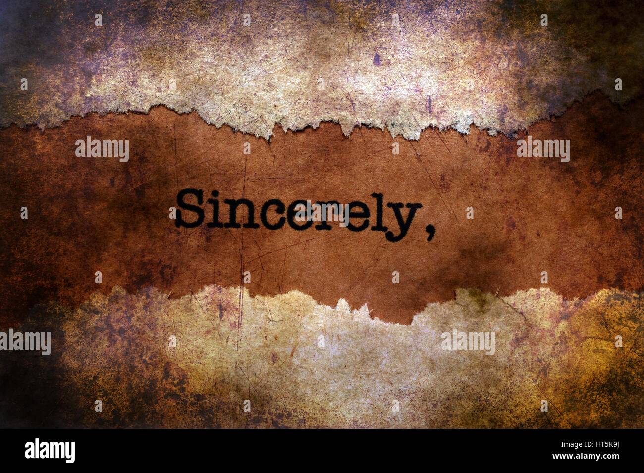 Sincerely text on torn paper concept Stock Photo - Alamy