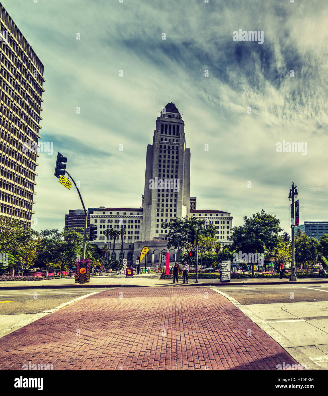 Los Angeles, California - October 27, 2016: Police car by the city hall ...