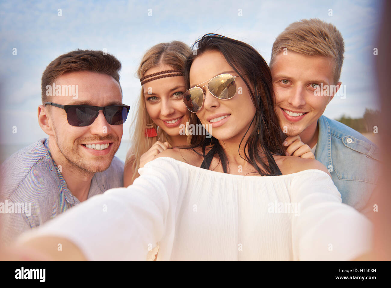 Selfie of all four friends Stock Photo - Alamy