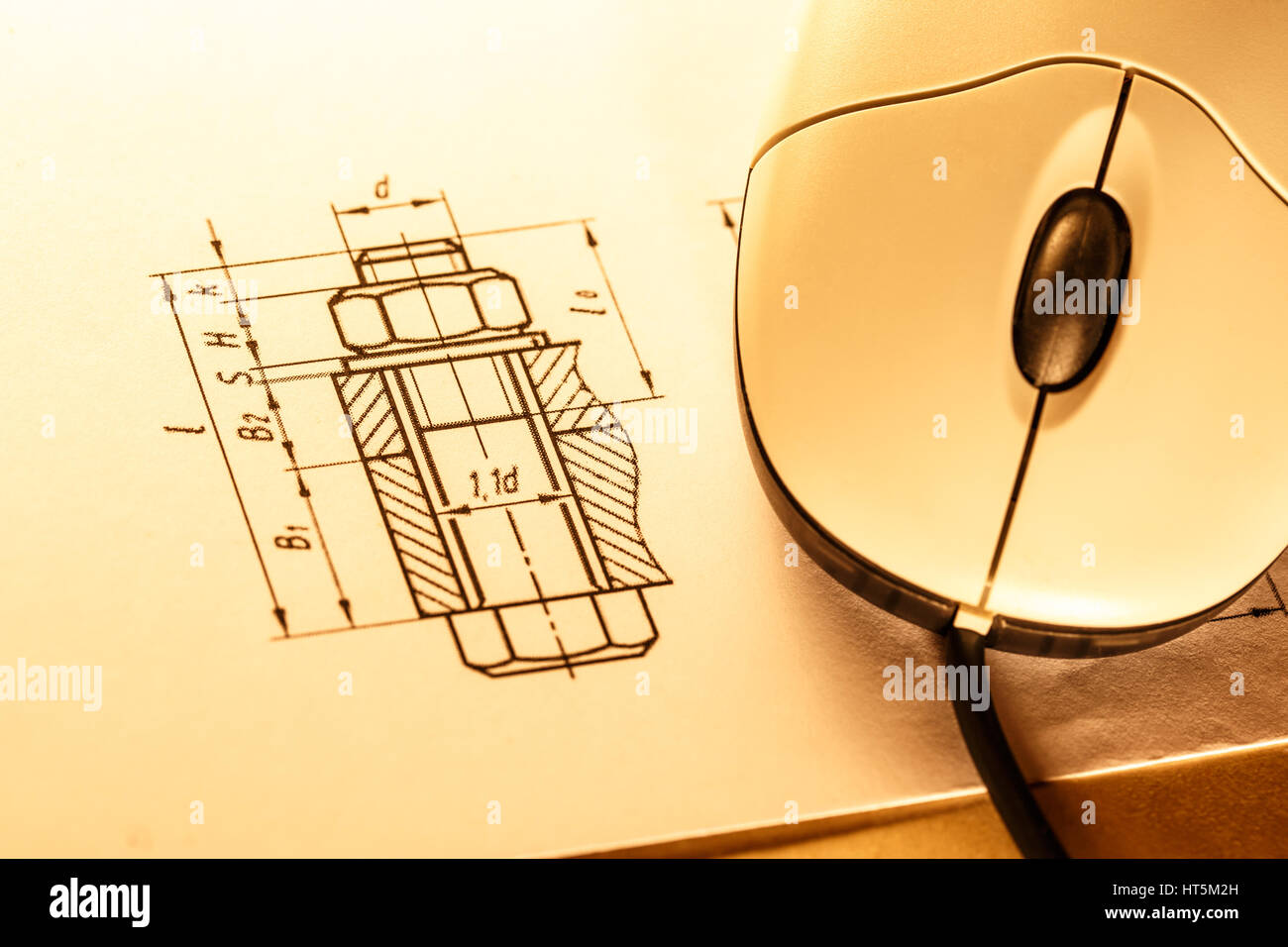 Drafting and computer mouse in toning closeup Stock Photo - Alamy