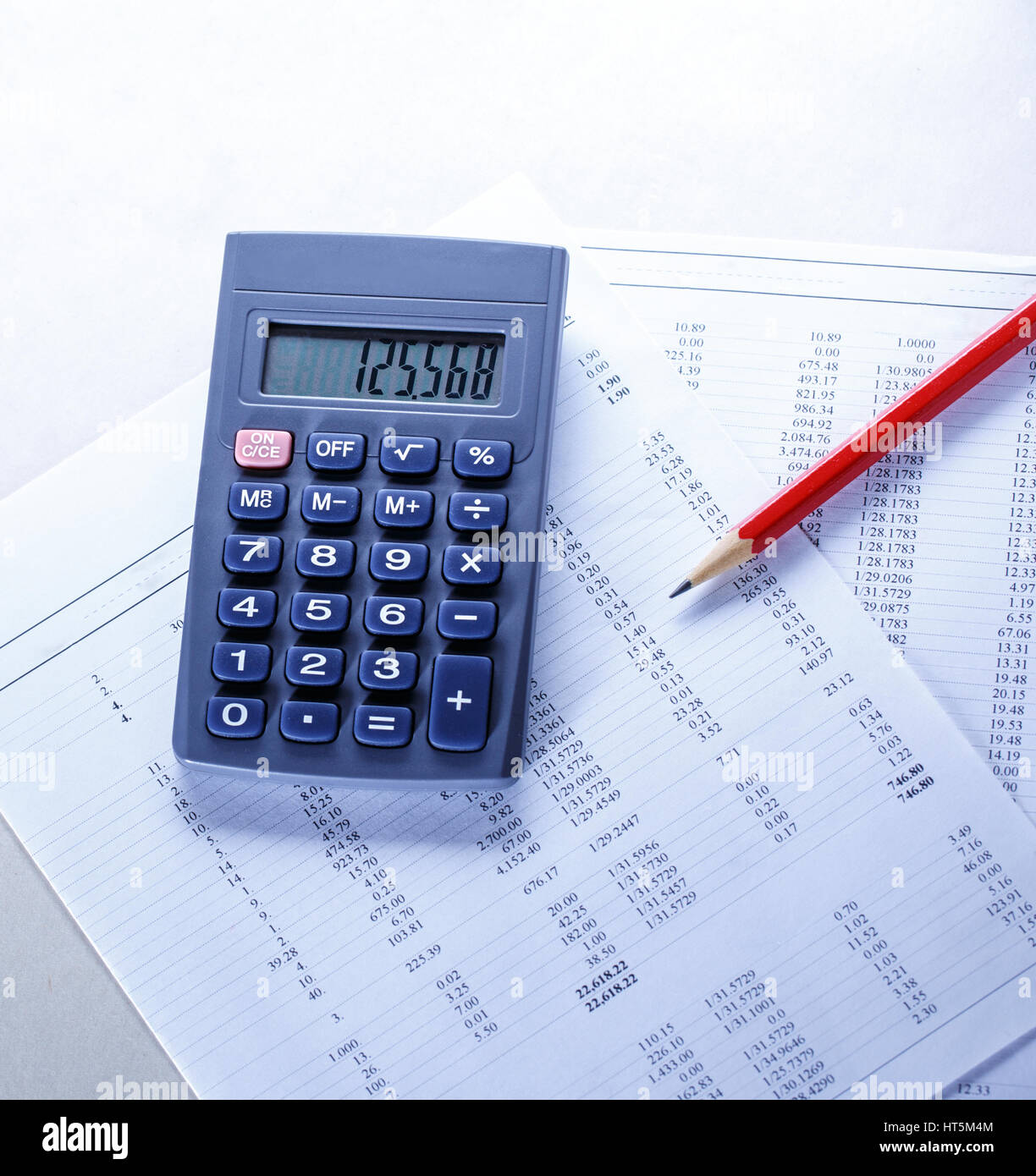 Operating budget, calculator and pencil in closeup Stock Photo - Alamy
