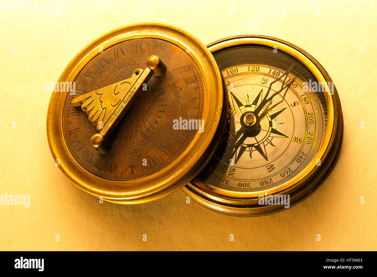 Vintage compass in closeup as single object Stock Photo - Alamy