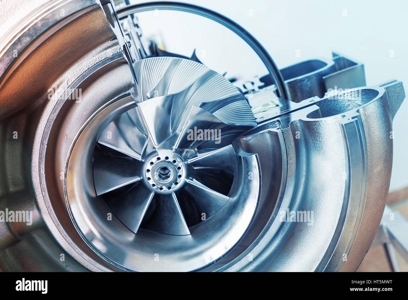 Turbocharger structure scheme with cross section, retro toned frontal ...