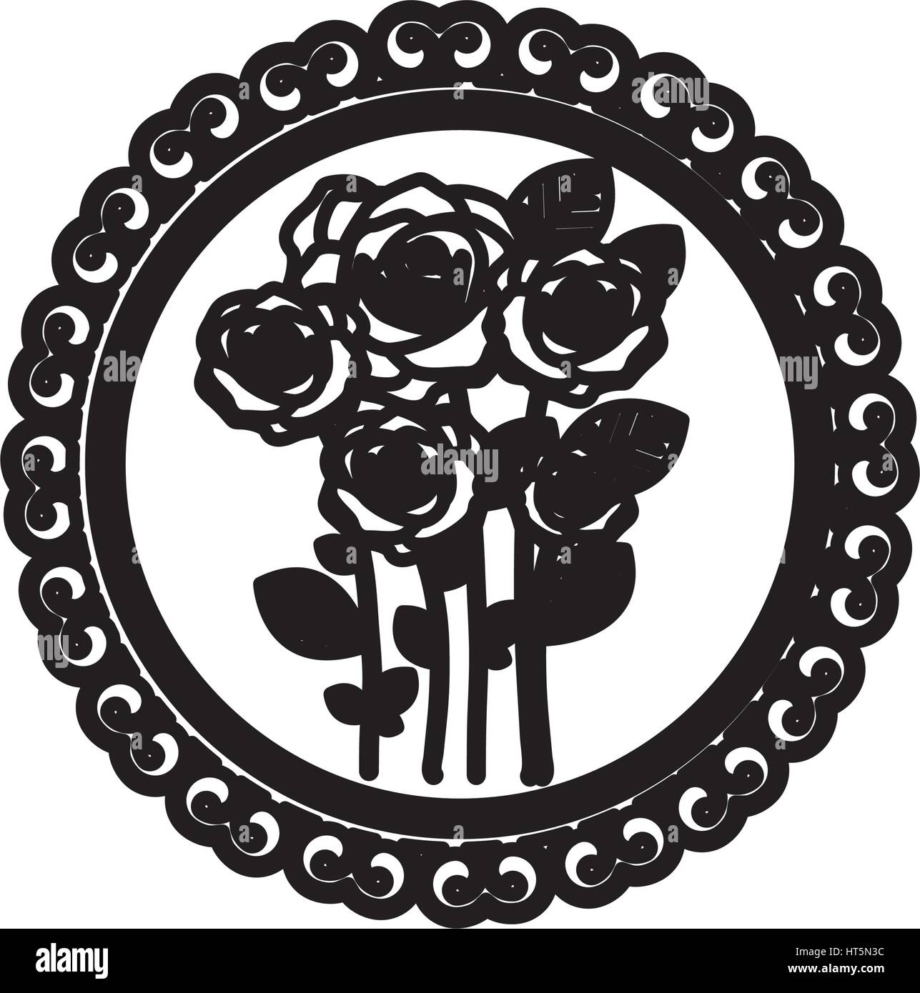 decorative emblem with oval roses inside icon Stock Vector Image & Art ...